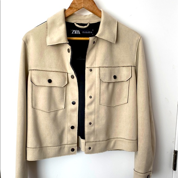 Zara | Jackets & Coats | Zara Womens Cream Faux Suede Jacket | Poshmark